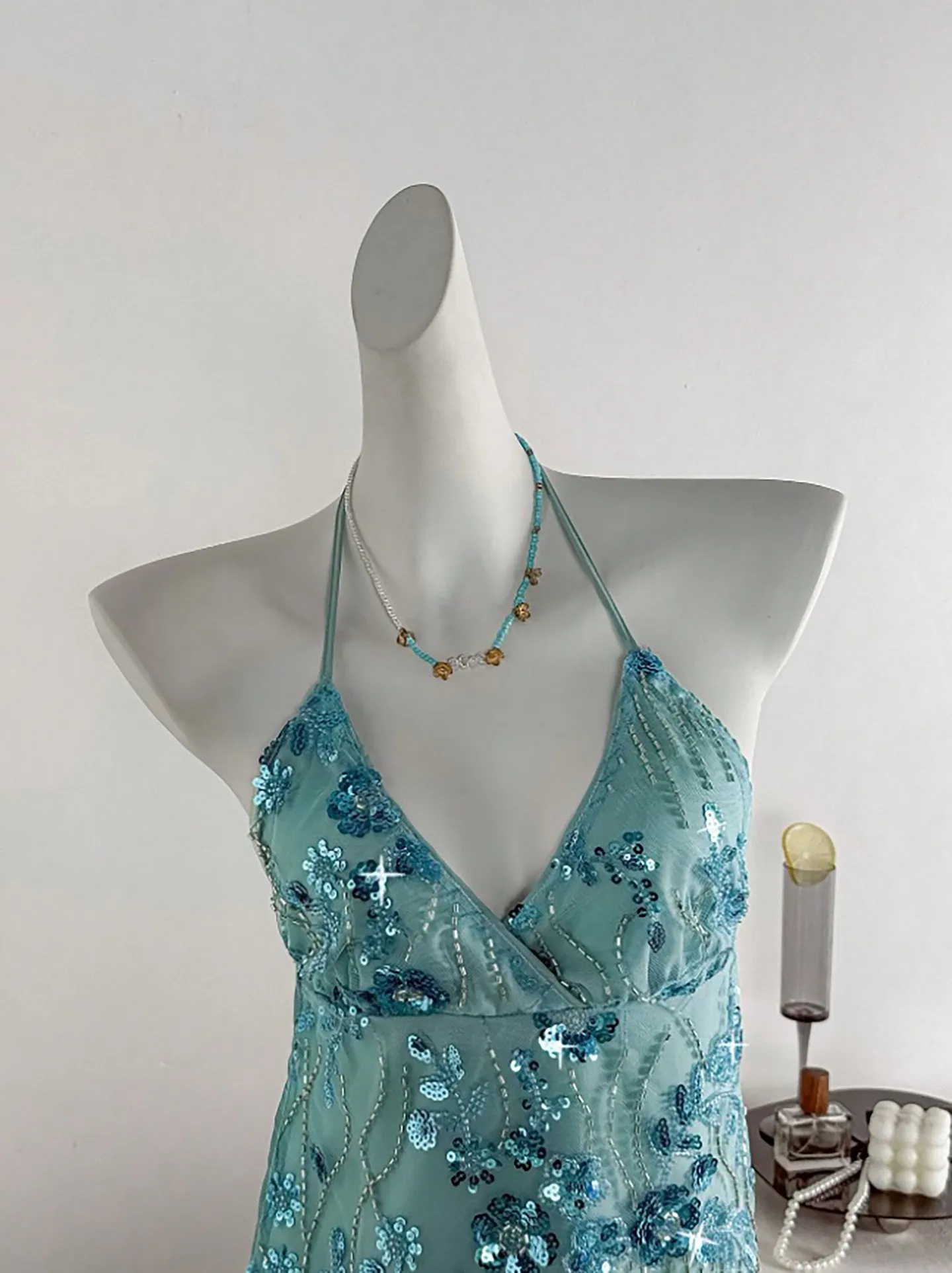 Sequin Embellished Backless Halter Top | Savana | Bestsellers