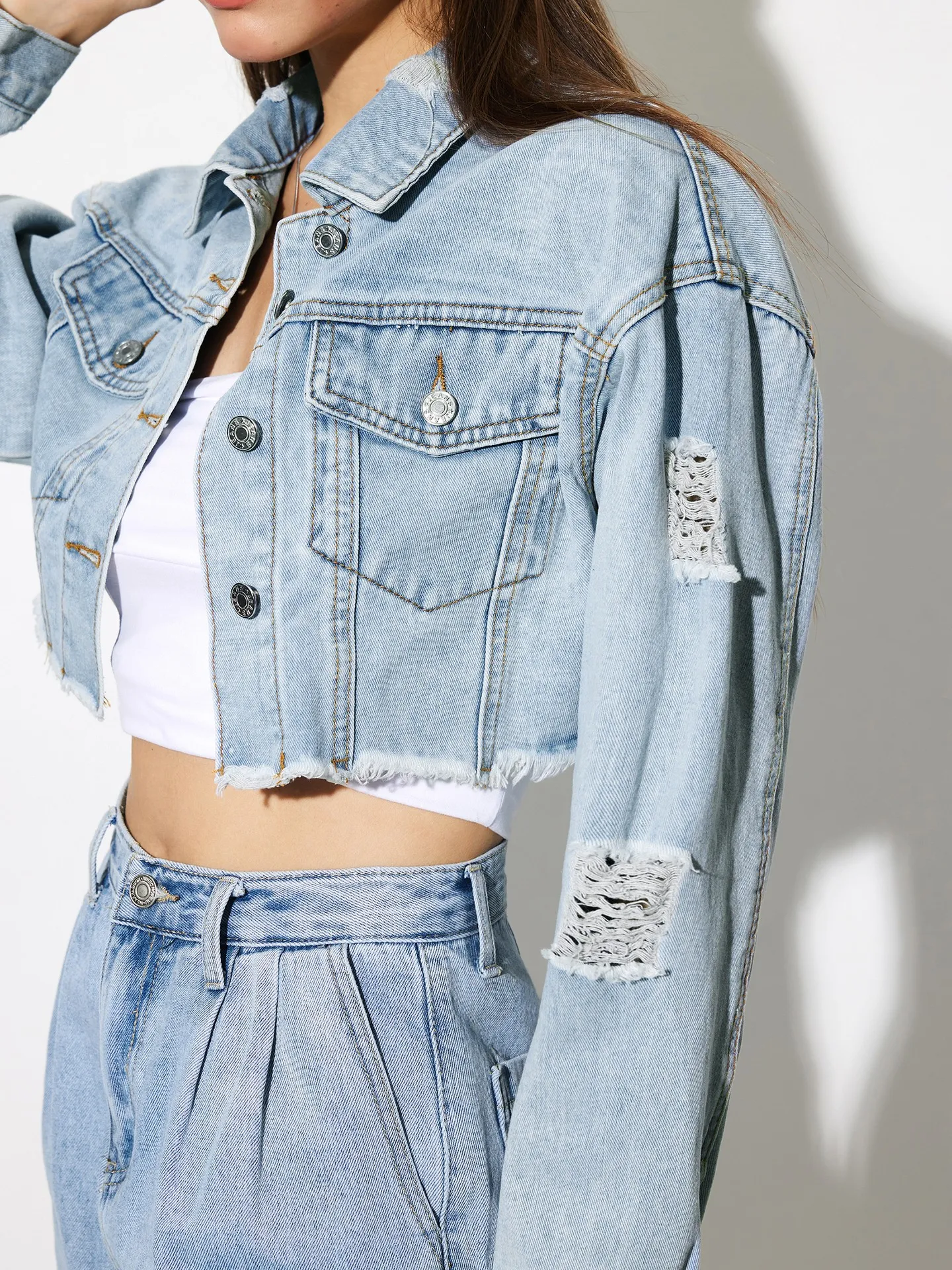Ripped Denim Short Jacket | Savana | Bestsellers