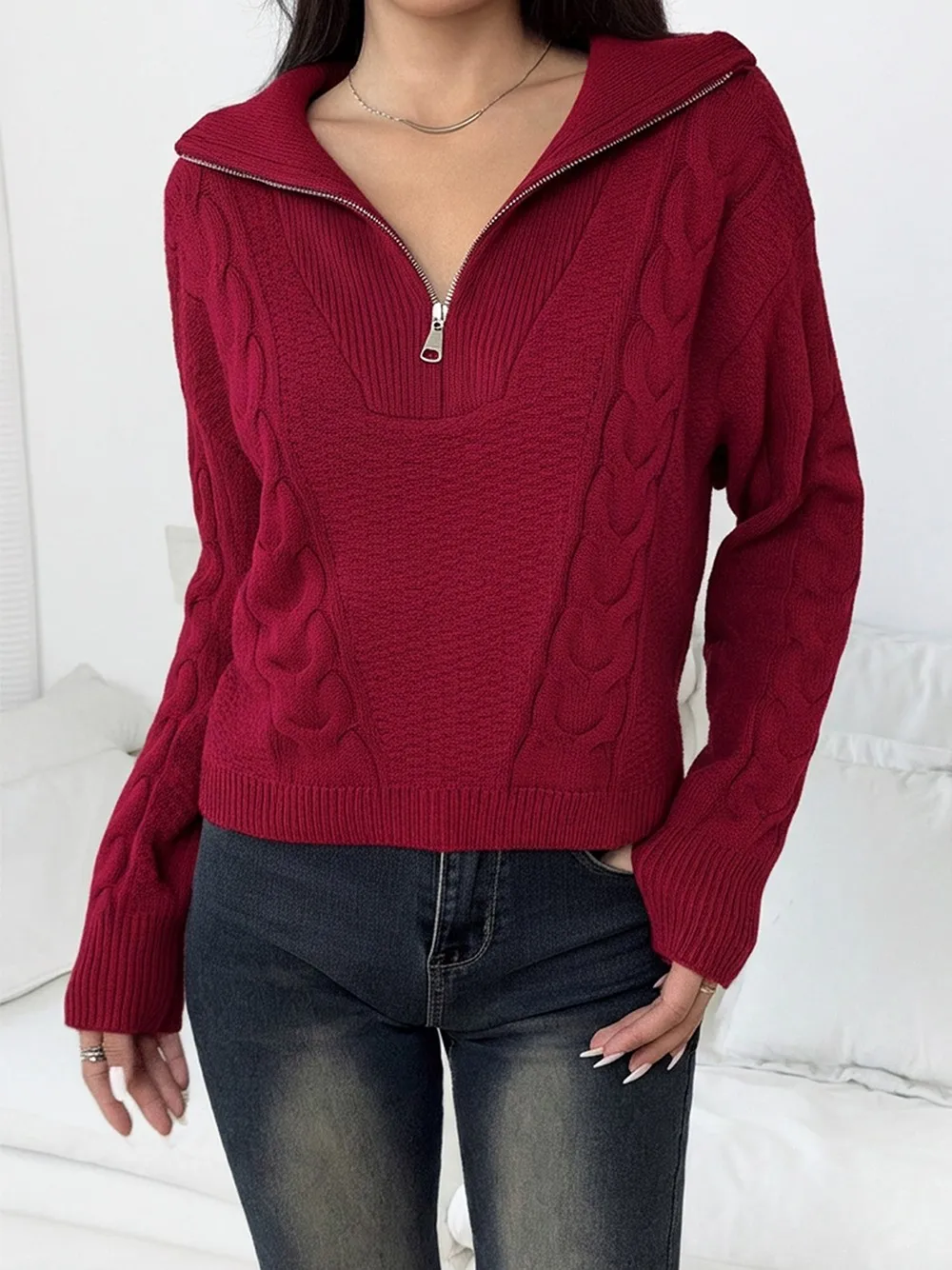Decorative Zipper Knit Pullover | Savana | Bestsellers