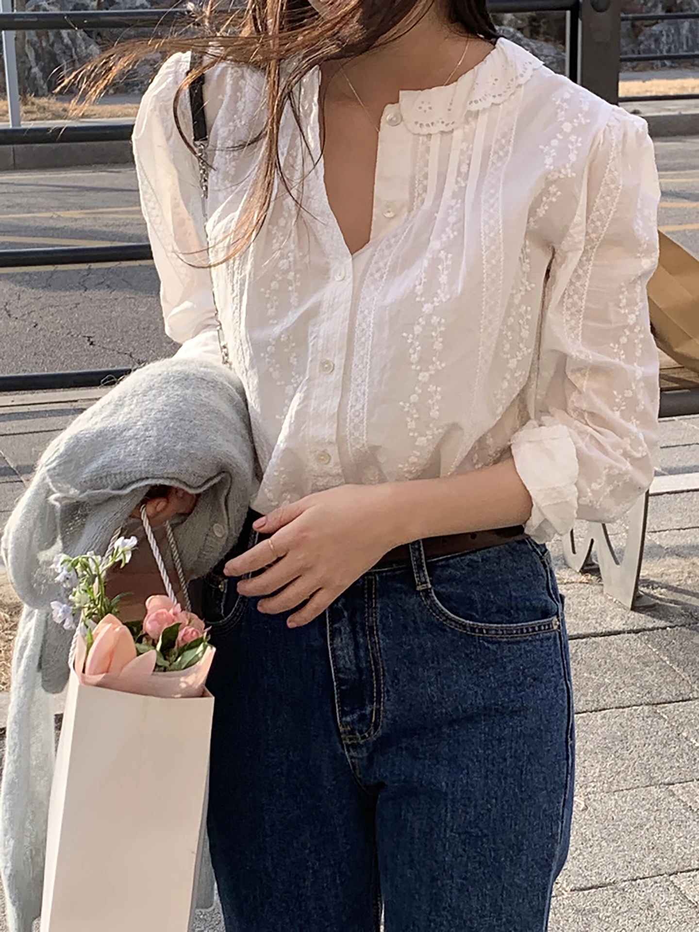 Lace-trimmed Placket Blouse | Savana | Bestsellers