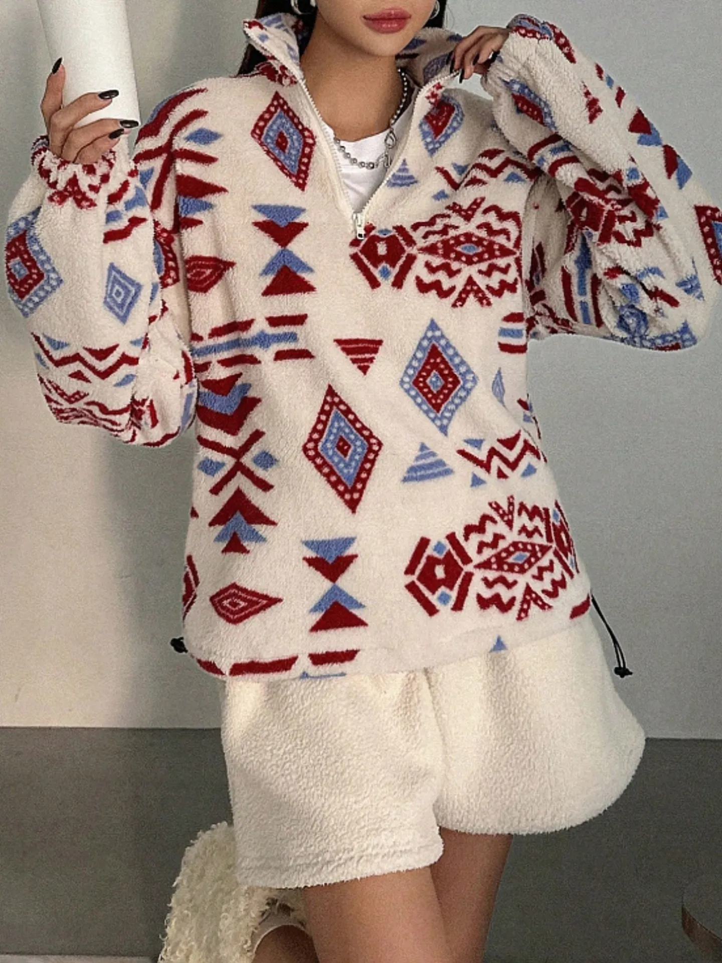 Drawstring Half Placket Sweatshirt | Savana | Bestsellers