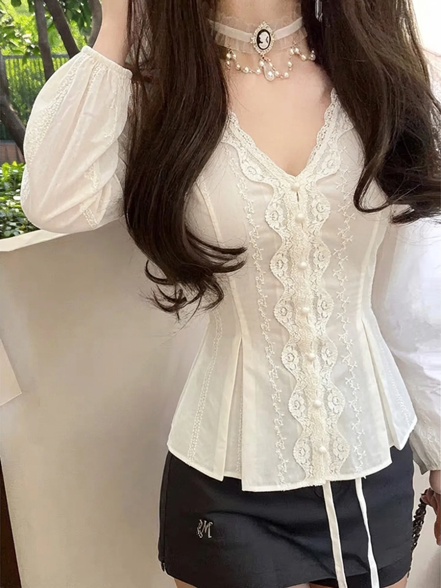 Lace-trimmed Embroidered Top | Savana | Bestsellers