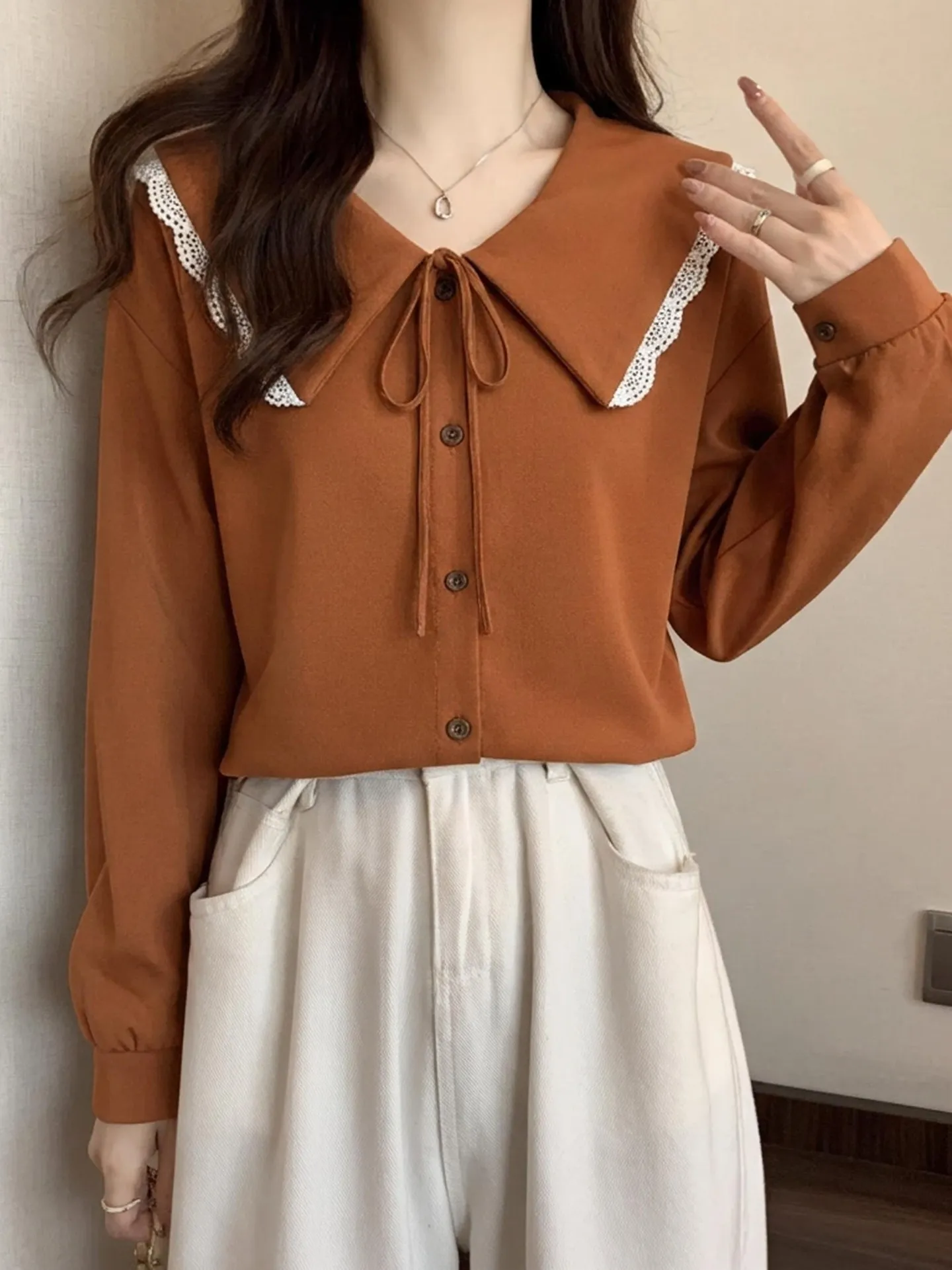 Lace Trim Peter Pan Collar Blouse | Savana | Bestsellers