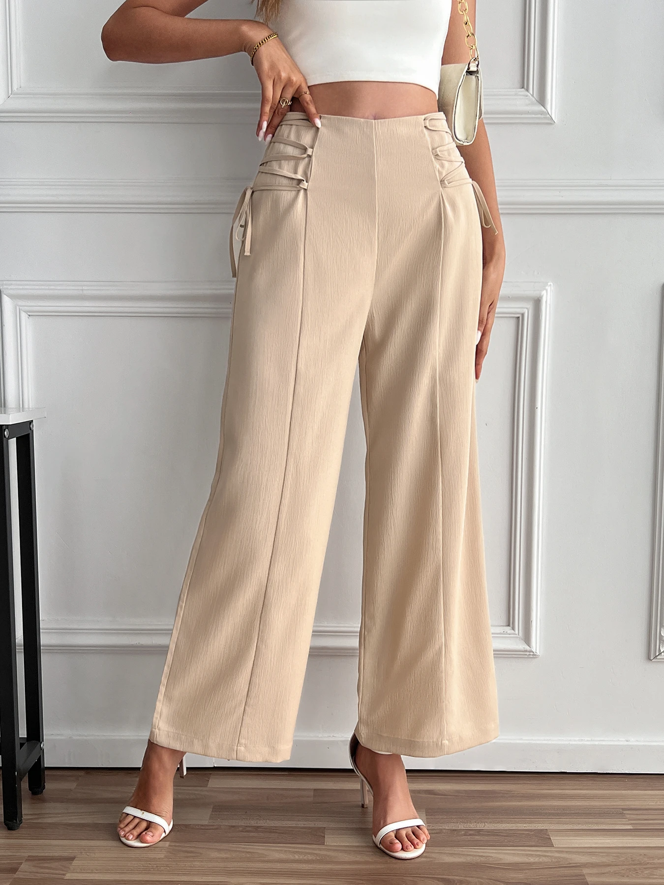 Crossed Straight Leg Pants | Savana | Bestsellers