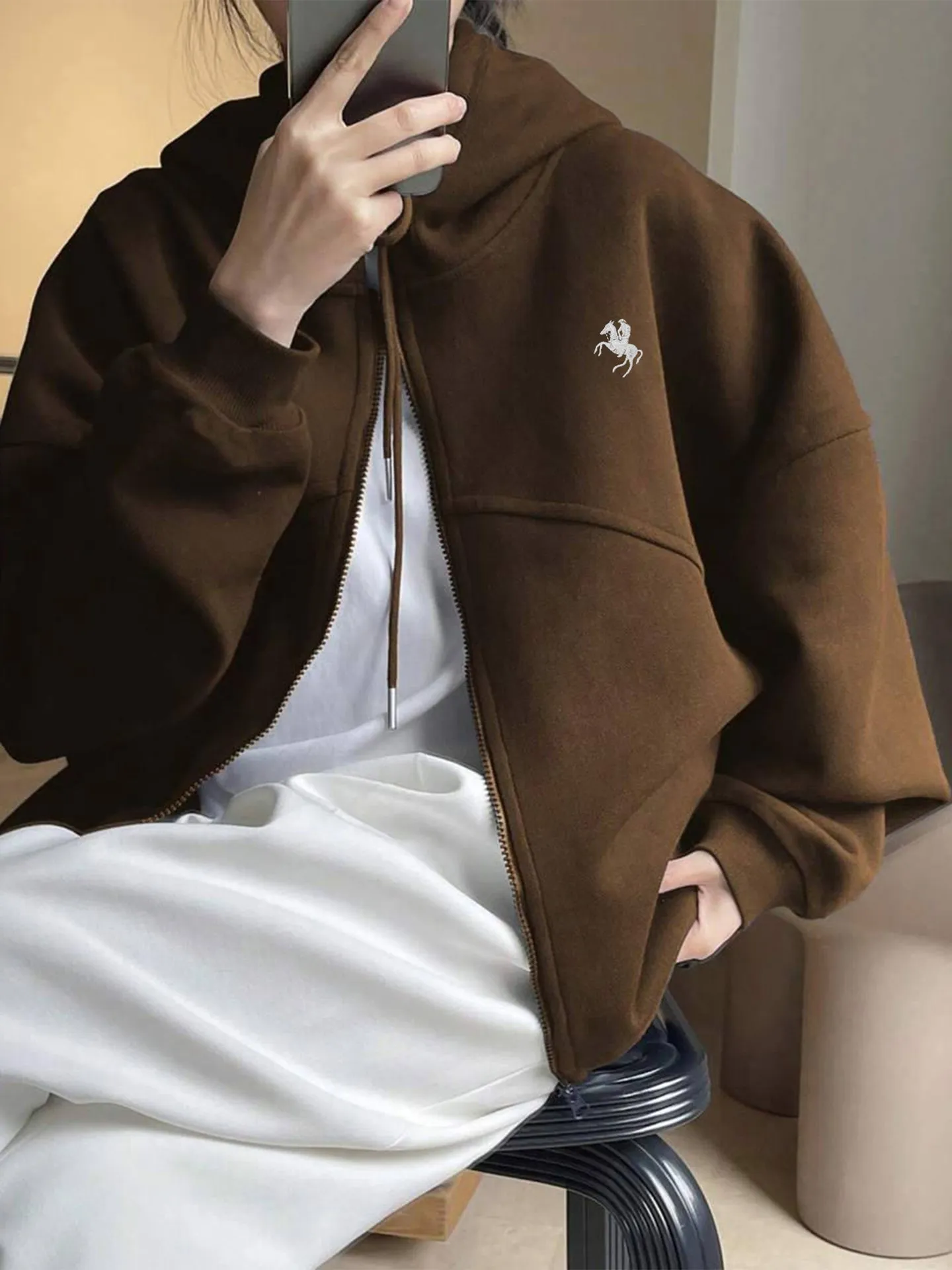 Embroidered Zip Up Sweatshirt | Savana | Bestsellers