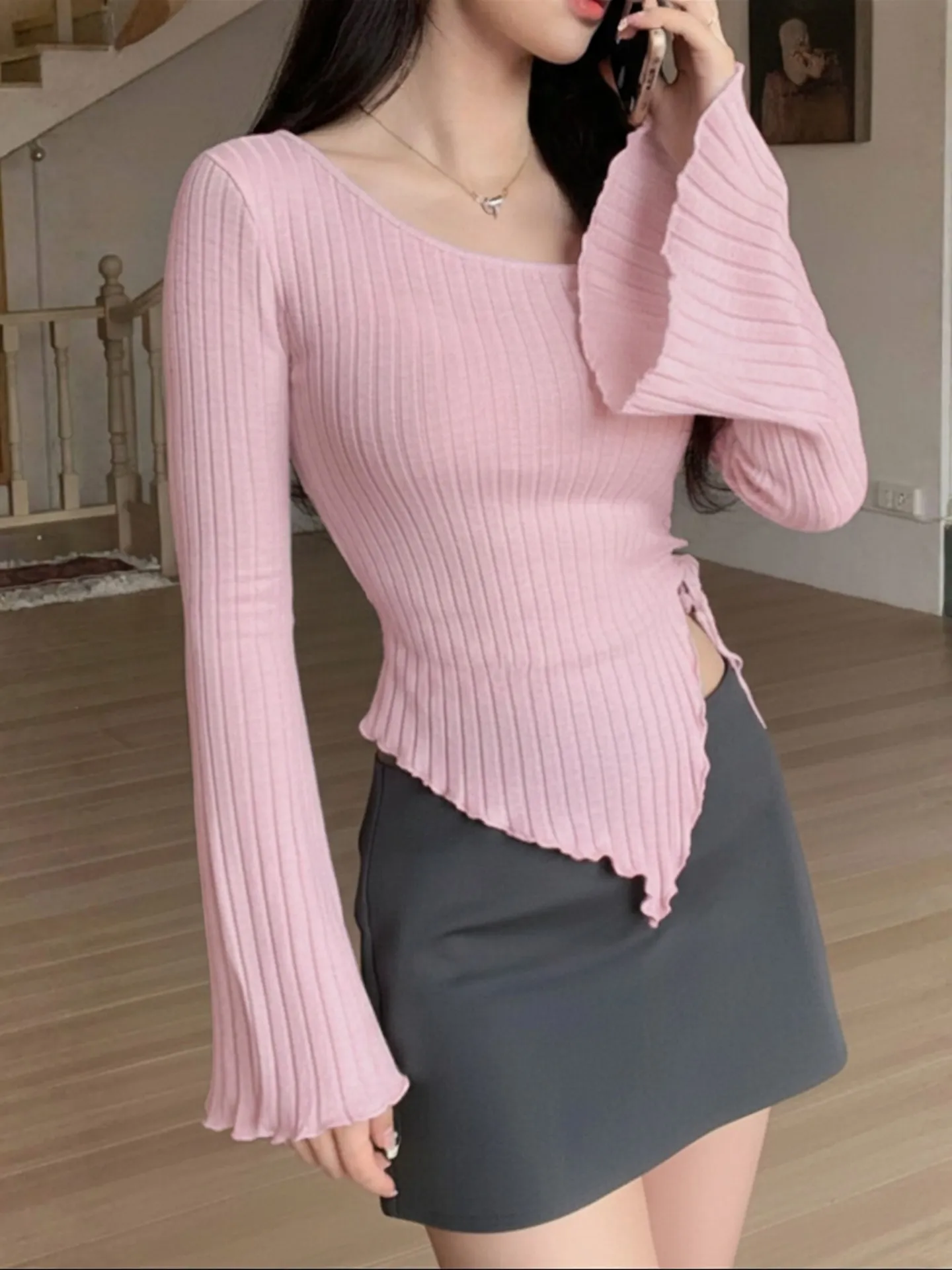 Drawstring One-shoulder Bell Sleeve Top | Savana | Bestsellers
