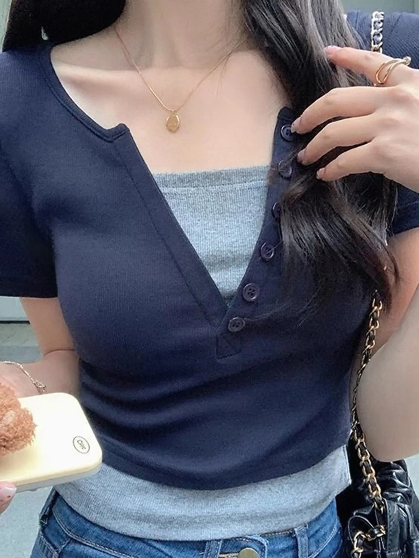 Button Pullover T-Shirt | Savana | Bestsellers