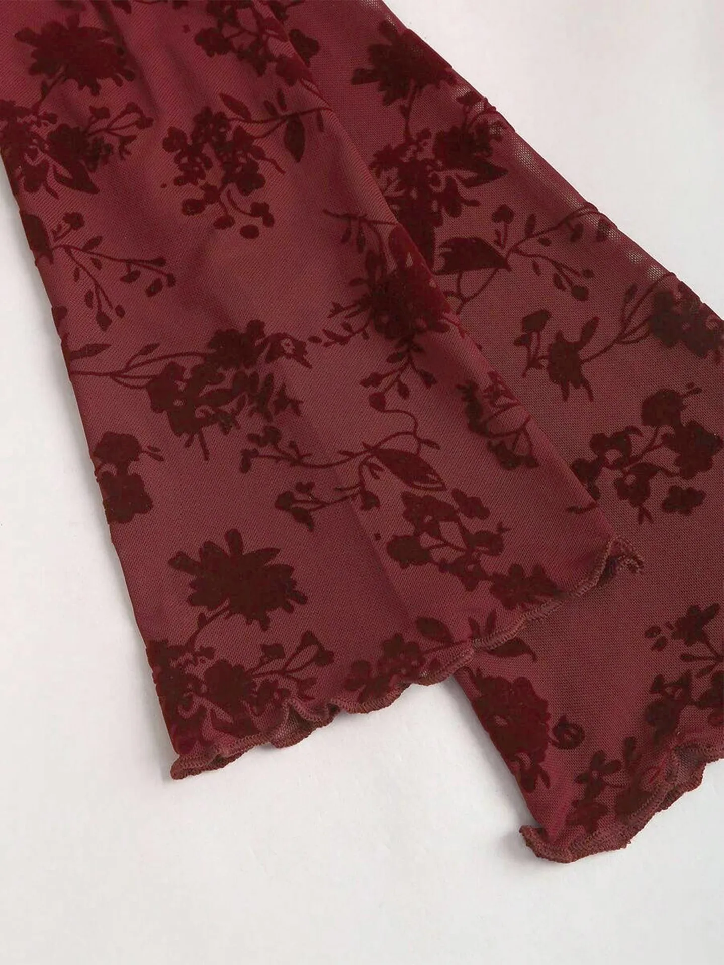 Floral Flocked Mesh Top | Savana | Bestsellers