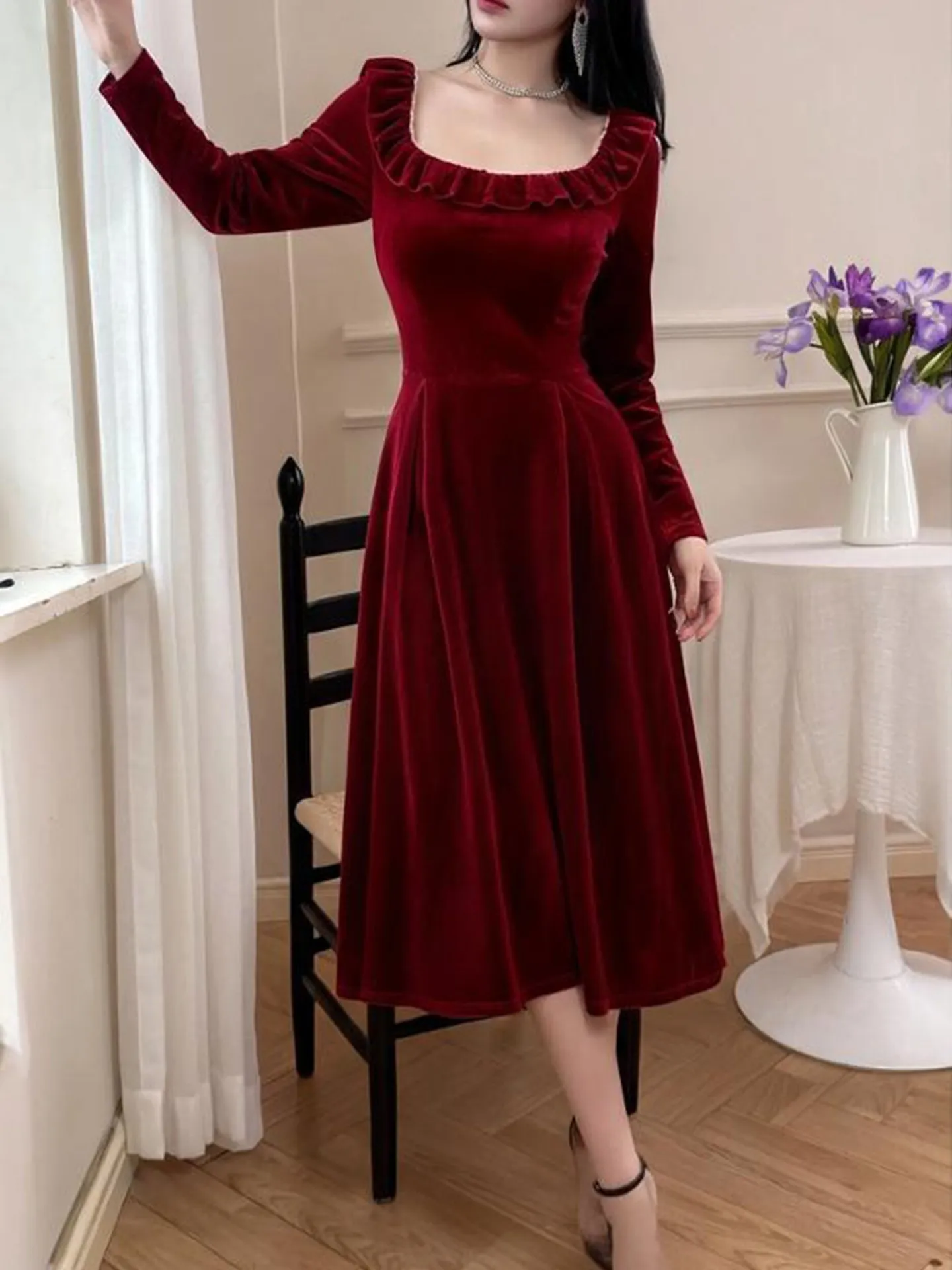 Fit & Flare Square Neck Red Party Dress | Savana | Bestsellers