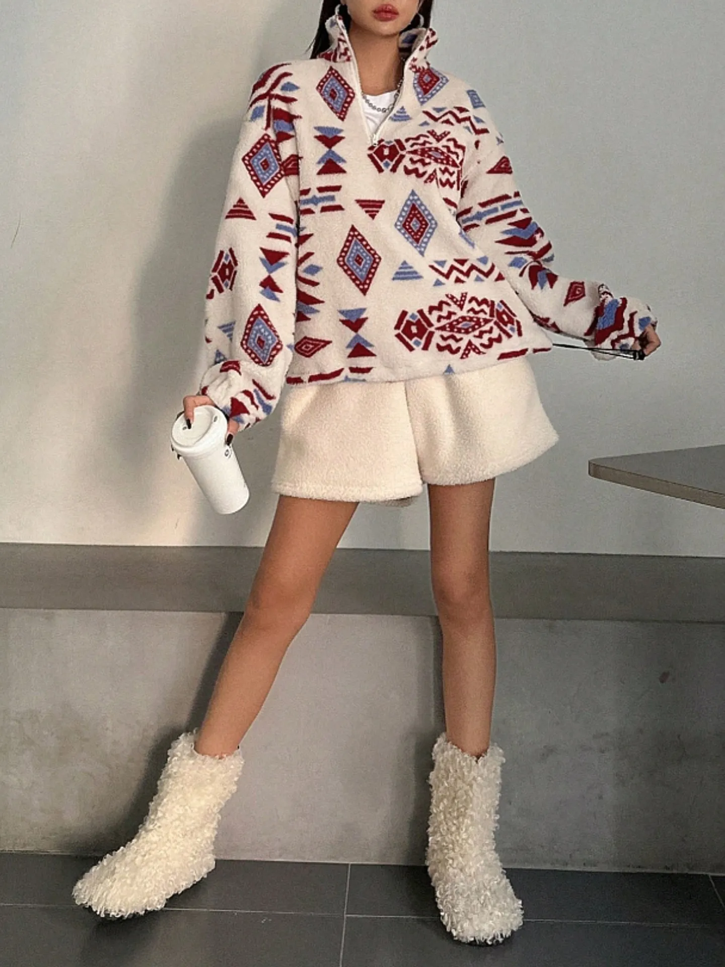 Drawstring Half Placket Sweatshirt | Savana | Bestsellers