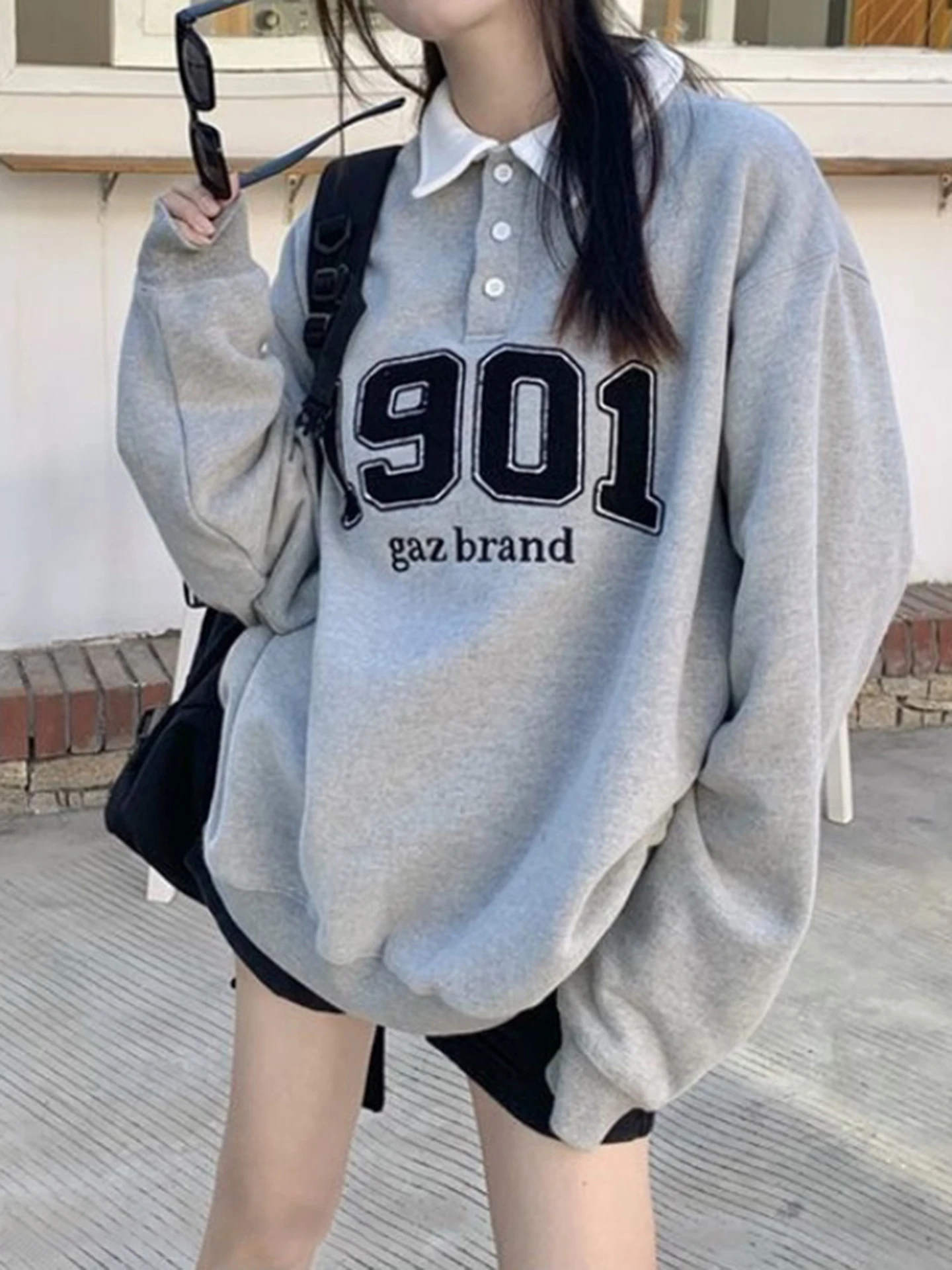 Contrast Half Placket Sweatshirt | Savana | Bestsellers