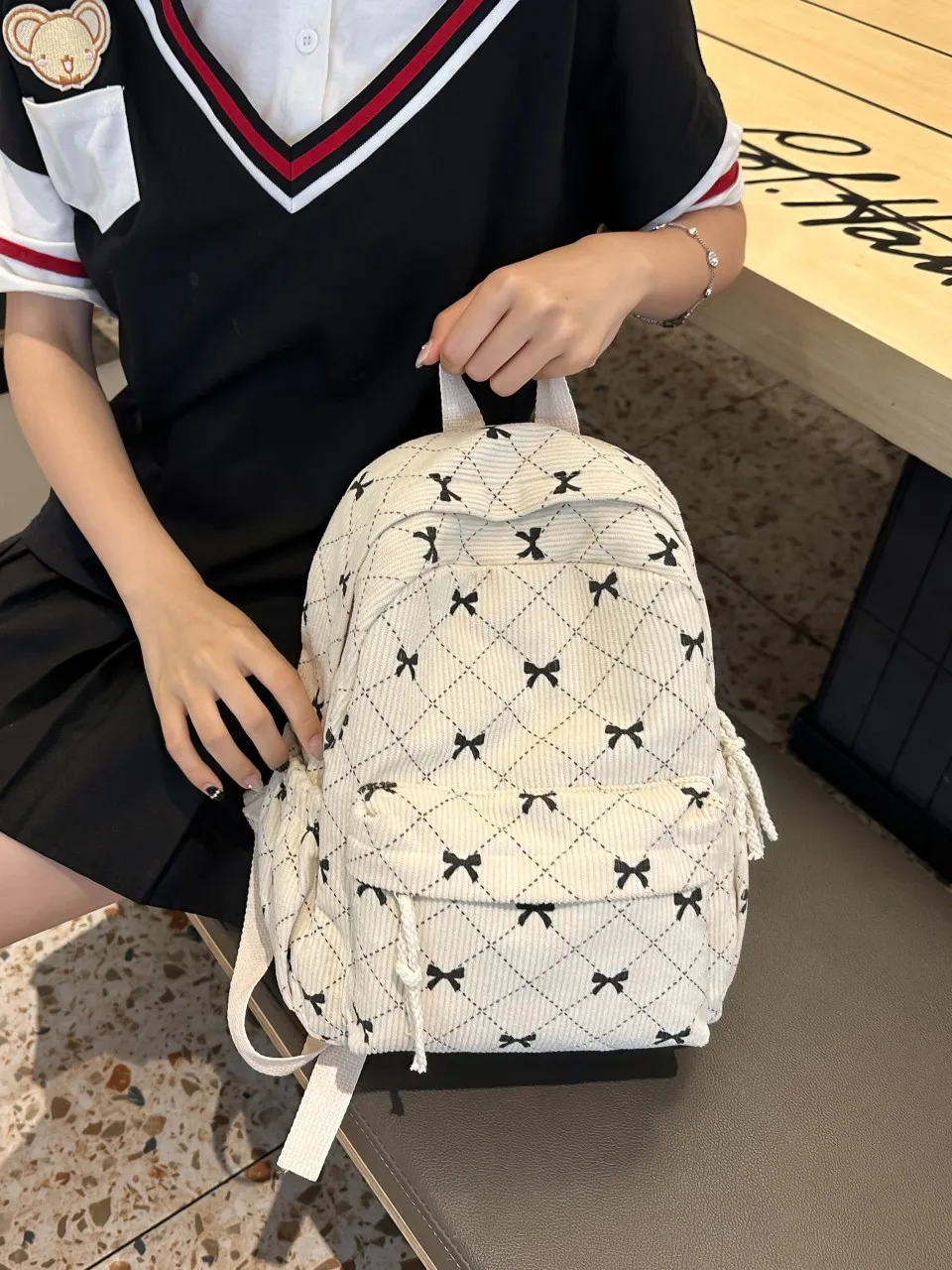 Bow Print School Backpack | Savana | Bestsellers