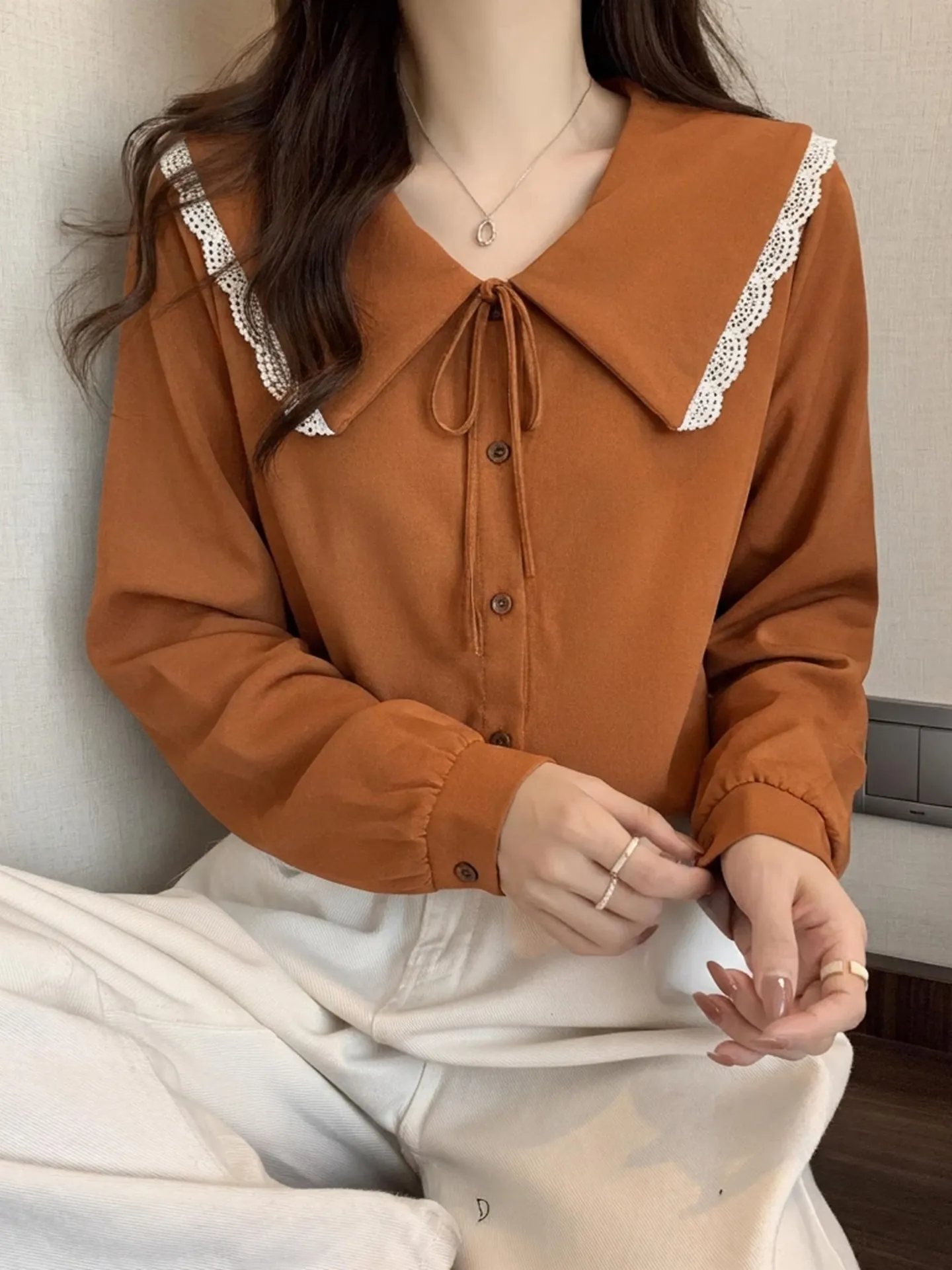 Lace Trim Peter Pan Collar Blouse | Savana | Bestsellers