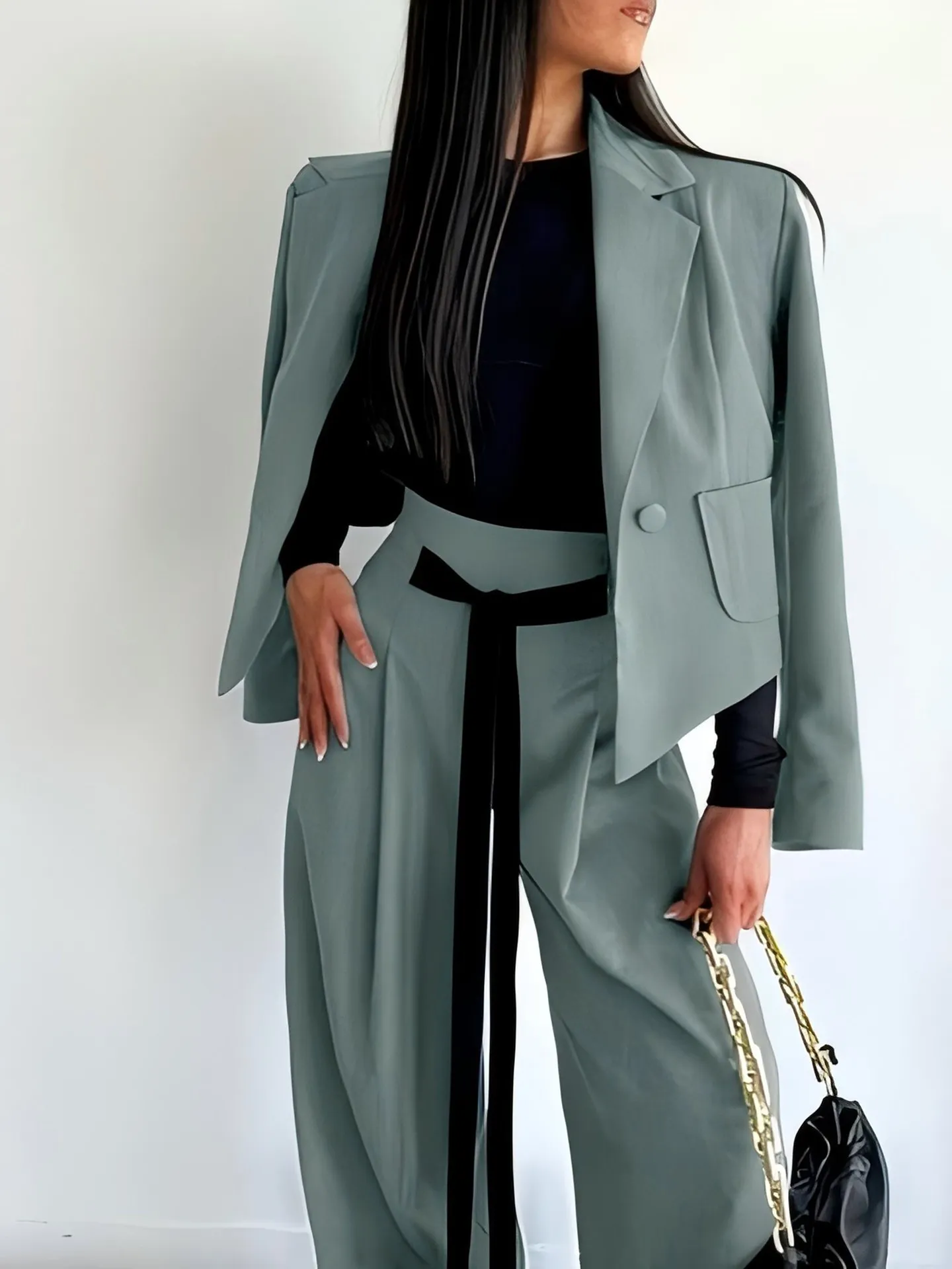 Formal 3Pc Grey & Black Tailored Co-ord Set | Savana | Bestsellers