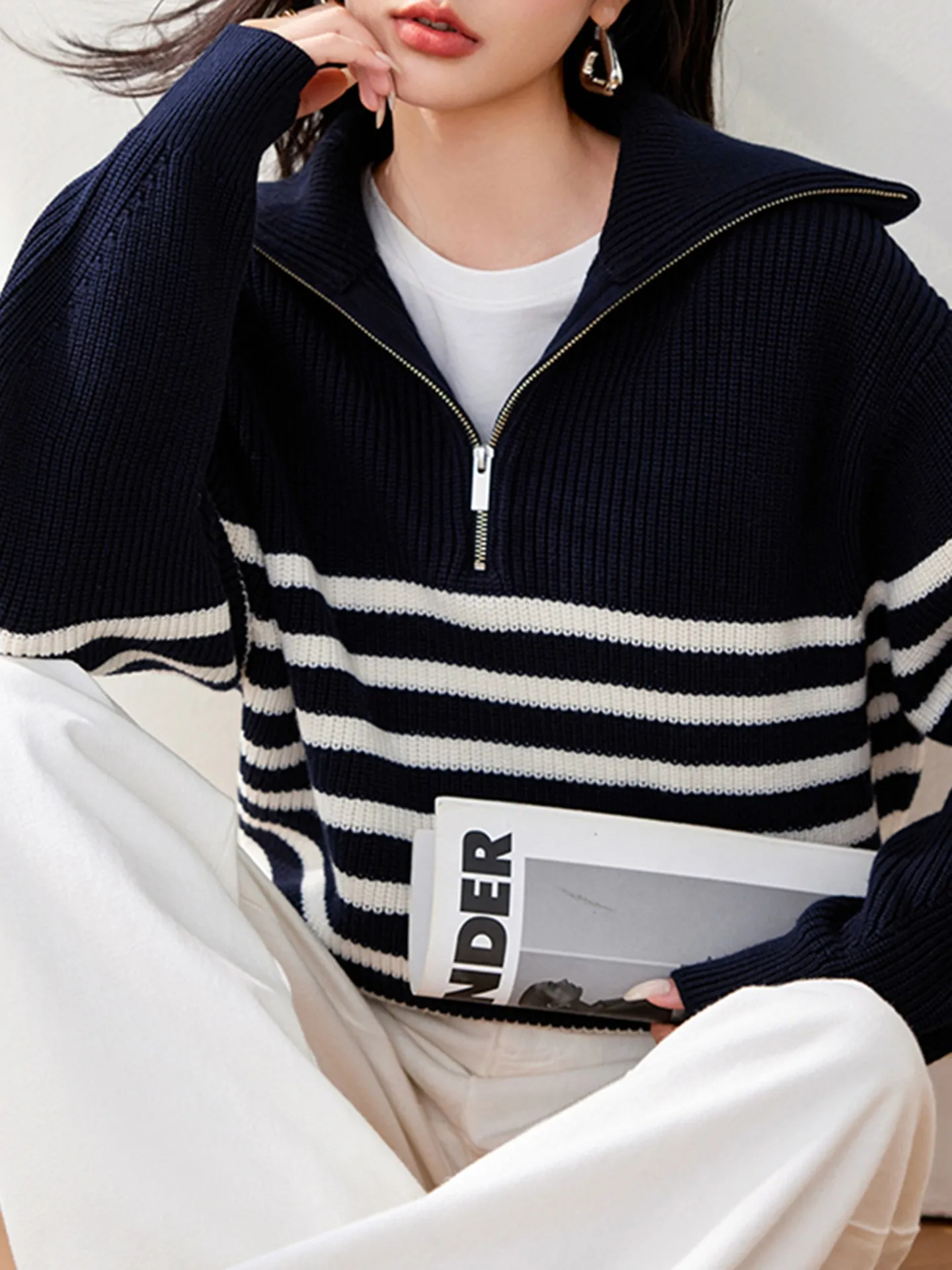 Decorative Zipper Head Knit Pullover | Savana | Bestsellers