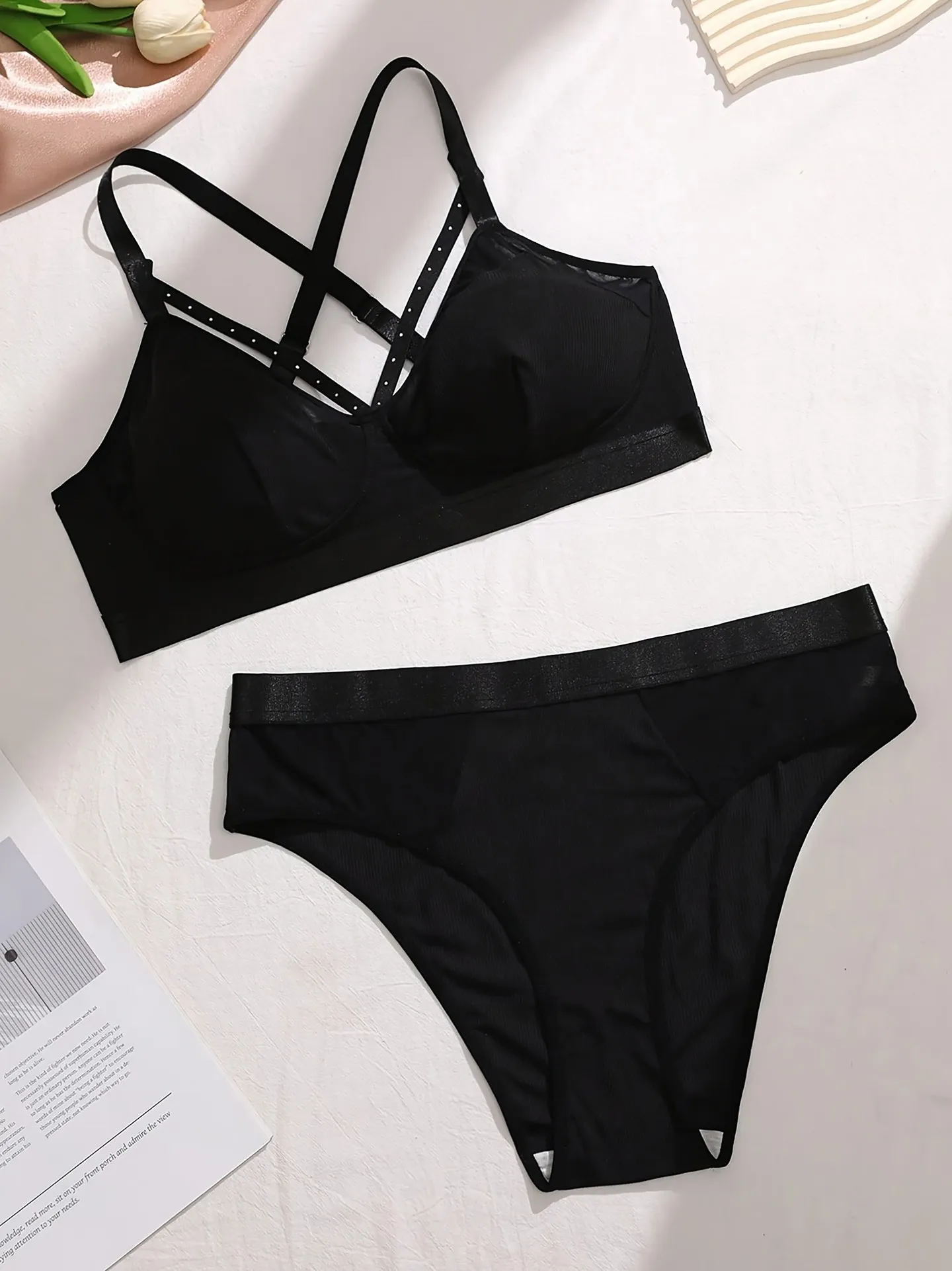 Plus Size Crossed Bra & Panty Set | Savana | Bestsellers