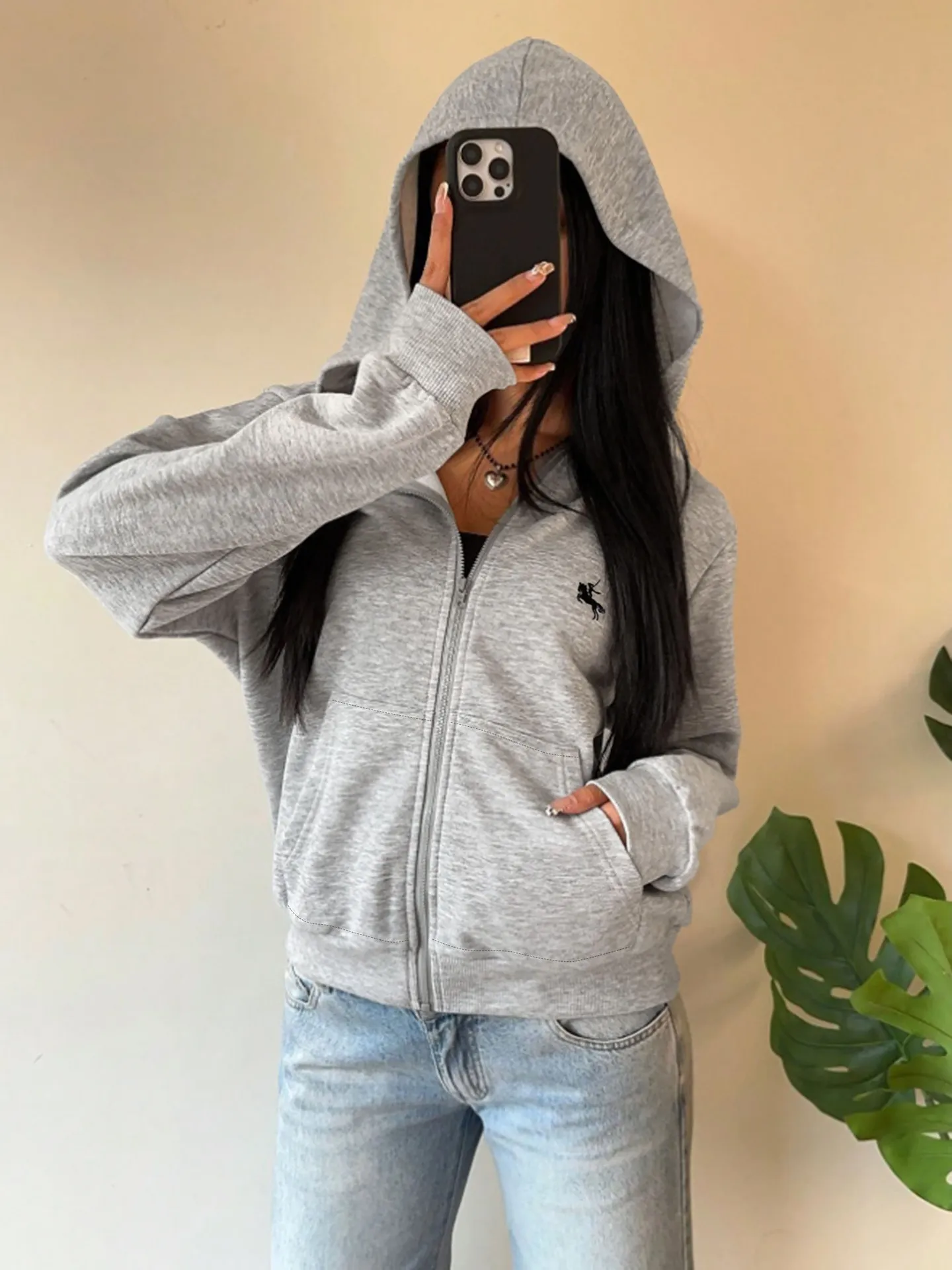 Embroidered Zip Up Sweatshirt | Savana | Bestsellers
