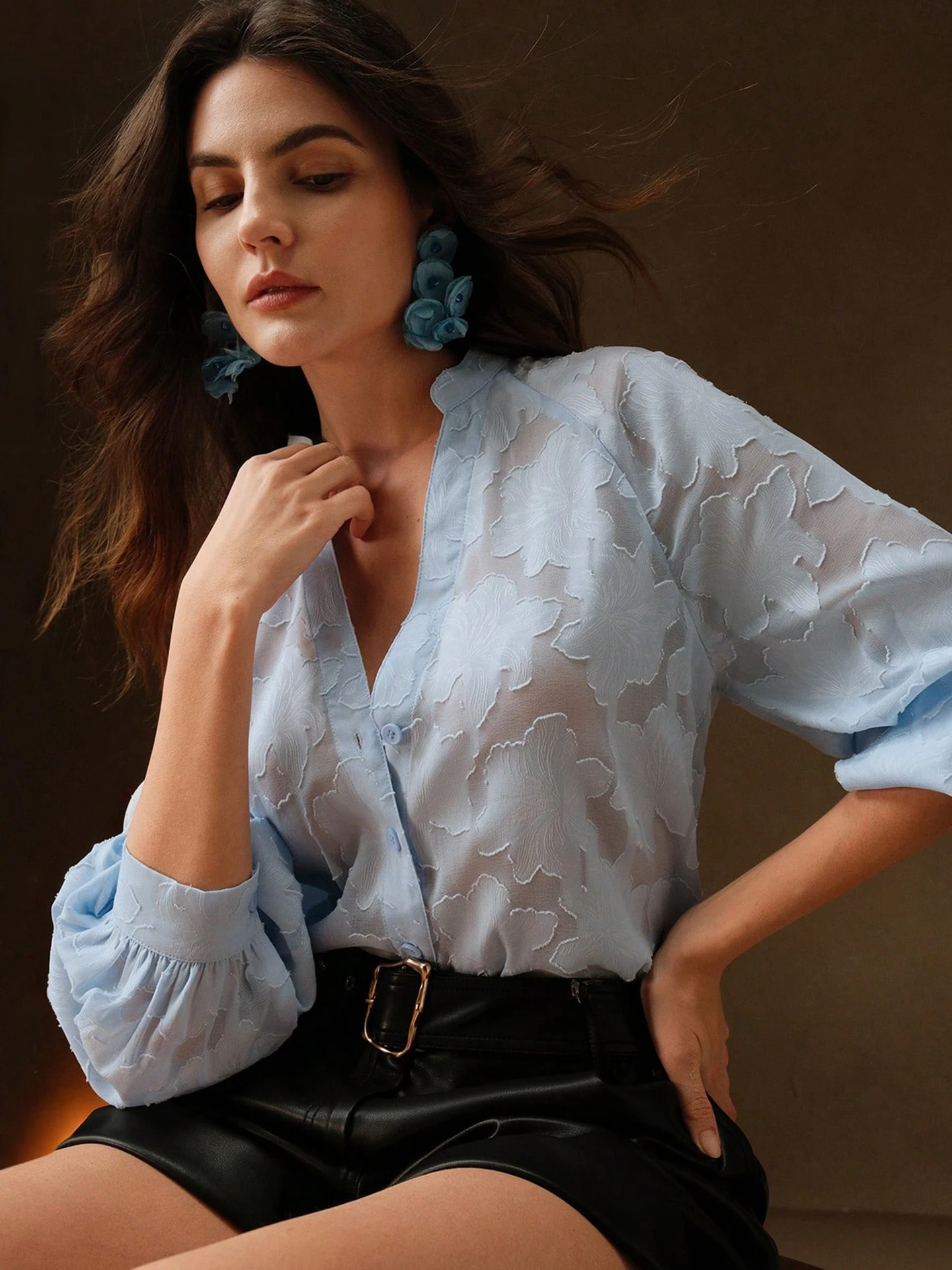 Textured Floral Sheer Blouse | Savana | Bestsellers