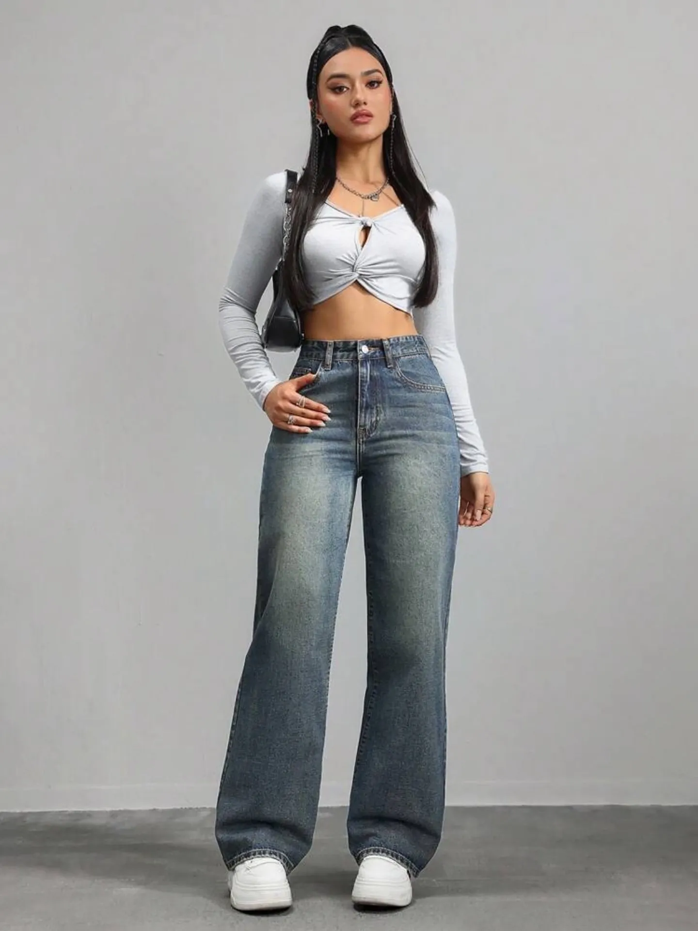 Contrast Stitch Straight Leg Jeans | Savana | Bestsellers