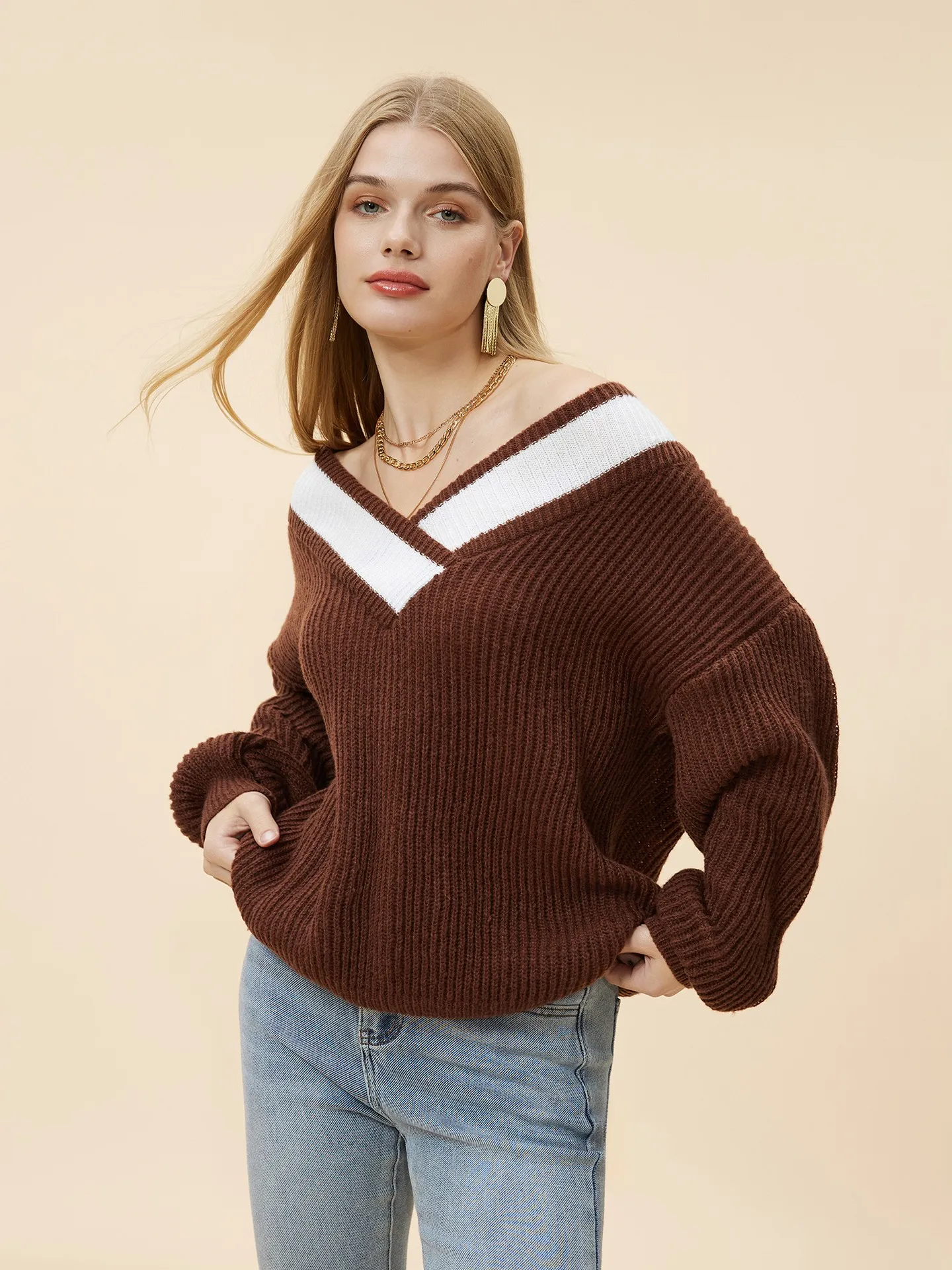 Colour Block Knit Pullover | Savana | Bestsellers