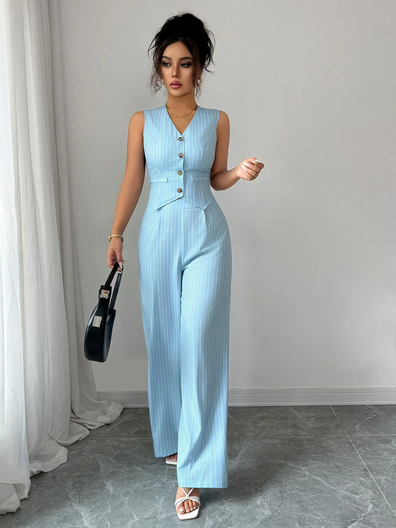 Elegant striped vest suit Co-ord Set | Savana | Bestsellers
